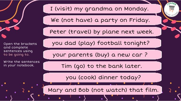 To be going to (Homework) | Genially