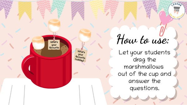 Marshmallow Speaking Questions | Genially