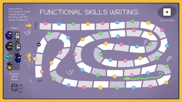 Functional Skills WRITING LETTERSBoard Game LEVEL 1 | Genially
