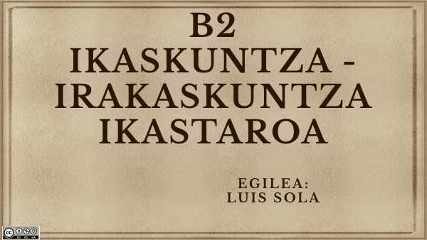 B2 Ikaskuntza - irakaskuntza ikastaroa