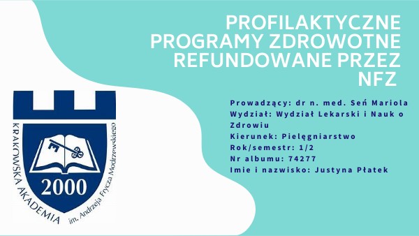 Profilaktyczne programy zdrowotne | Genially
