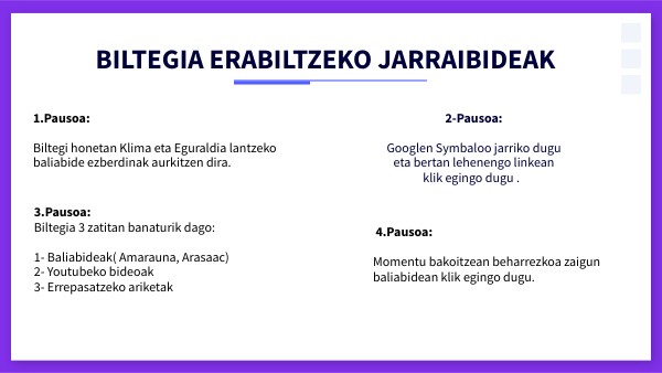 BILTEGIA ERABILTZEKO JARRAIBIDEAK