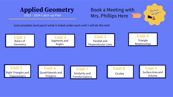 Mrs. Phillips' Applied Geometry Catch-up Plan