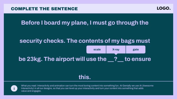 COMPLETE THE SENTENCE | Genially