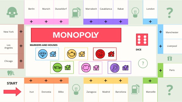 Monopoly past simple regular verbs | Genially
