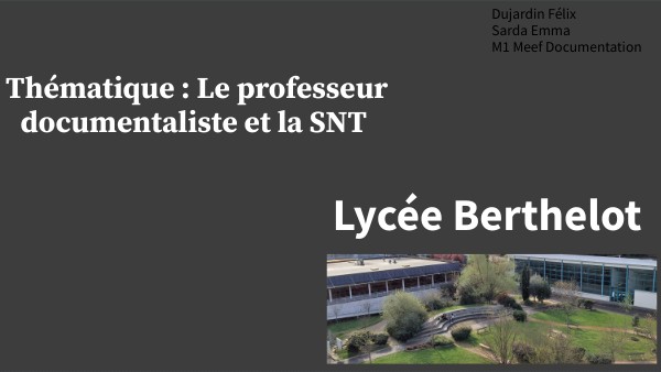 Exposé SNT Dujardin Sarda