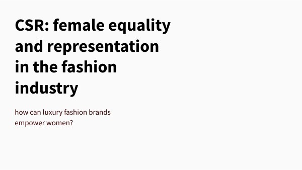 csr, female equality and representation