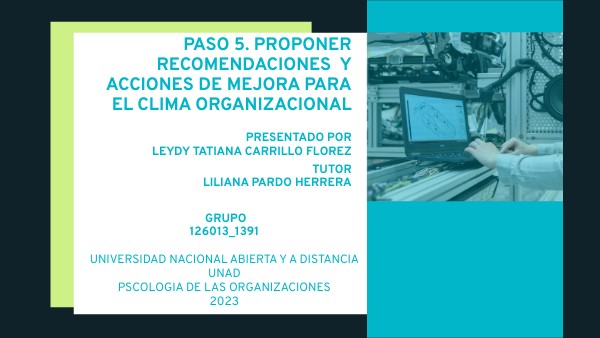 PASO 5 PSICOLOGIA DEL TRABAJO Y LAS ORGANIZACIONES | Genially