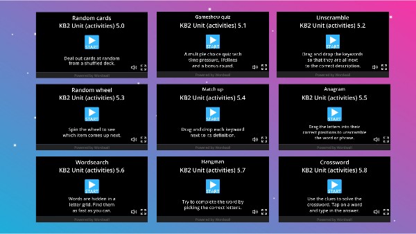 Word practice 5(activities) | Genially