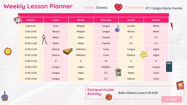 WEEKLY LESSON PLANNER