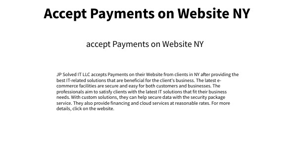 Accept Payments on Website NY