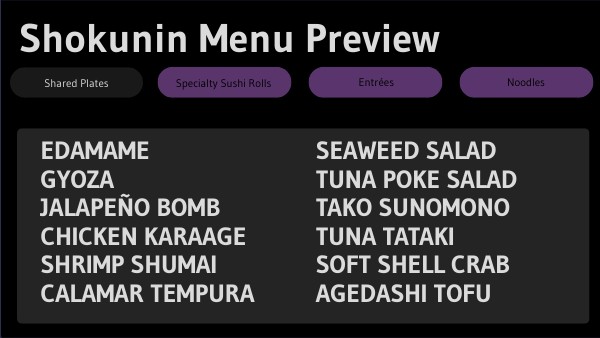 SHOKUNIN MENU | Genially