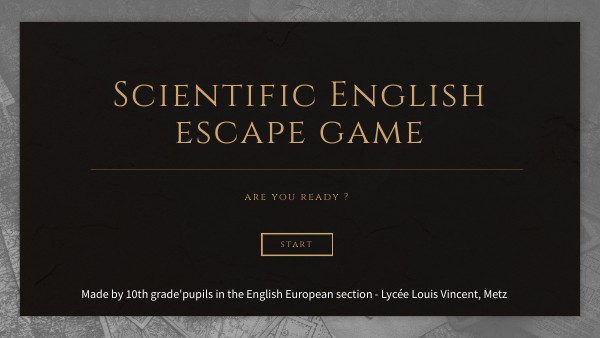 Scientific English Escape Game | Genially
