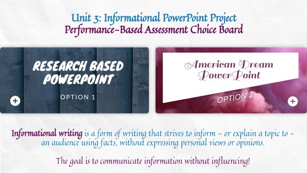 Unit 3 CHOICE BOARD | Genially