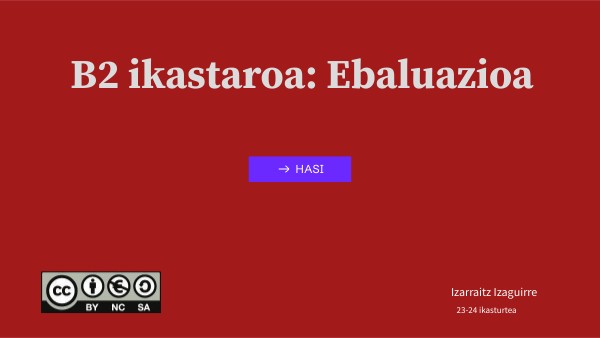 B2 ikastaroa: Ebaluazioa
