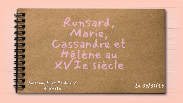 Ronsard, Marie, Cassandre et Hélène au XVIe siècle | Genially