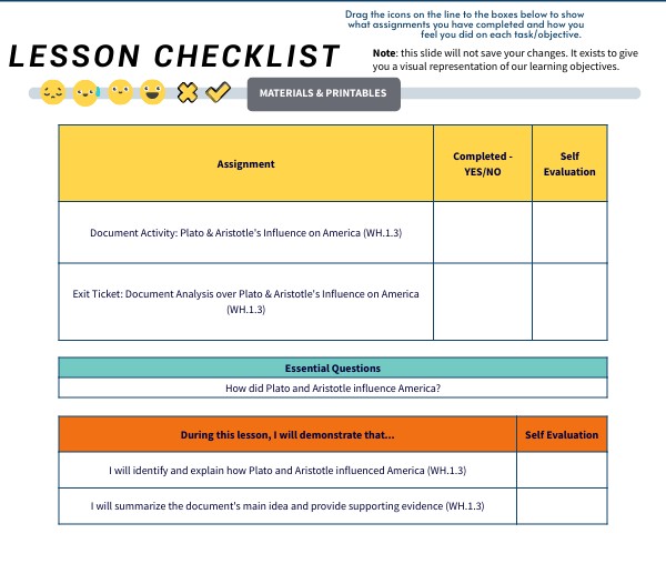 D T4 Lesson Checklist - 10th SS Lesson 3