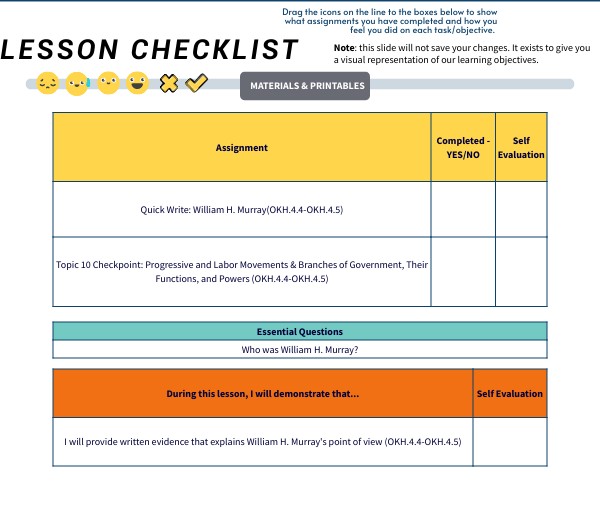 Q T10 OKH Lesson Checklist - 9th SS Lesson 5