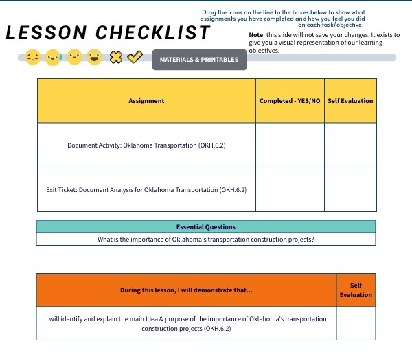 OKH D T16 Lesson Checklist - 9th SS Lesson 3 | Genially