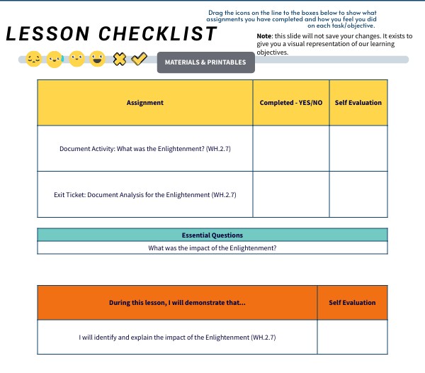 D T12 Lesson Checklist - 10th SS Lesson 3 | Genially