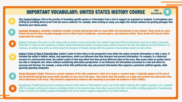 USH Course Vocabulary-Skills Landing | Genially