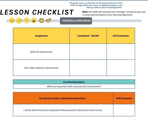 USG Topic 1 Lesson 3 Checklist - 10th SS Lesson 5