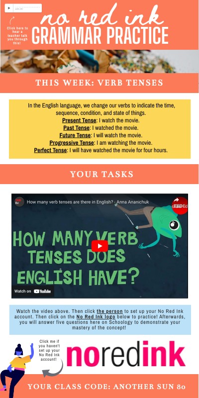 6th Grade No Red Ink - Verb Tenses