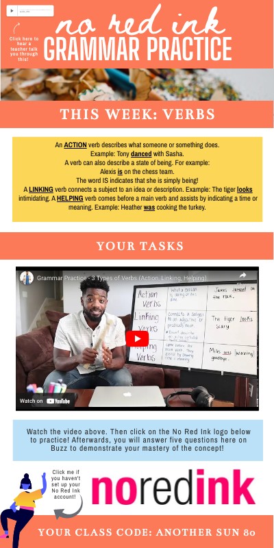 6th Grade No Red Ink - Verbs