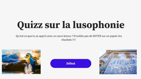 Quizz sur la lusophonie | Genially