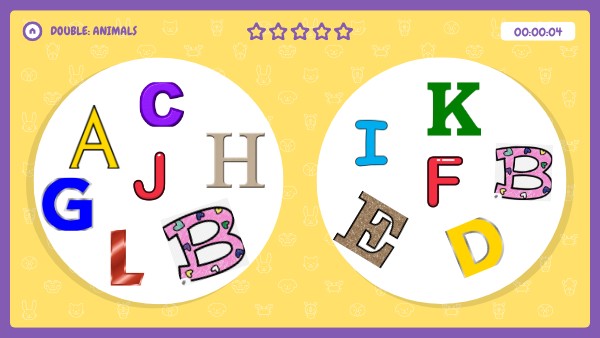 DOUBLE ANIMALS GAME letters
