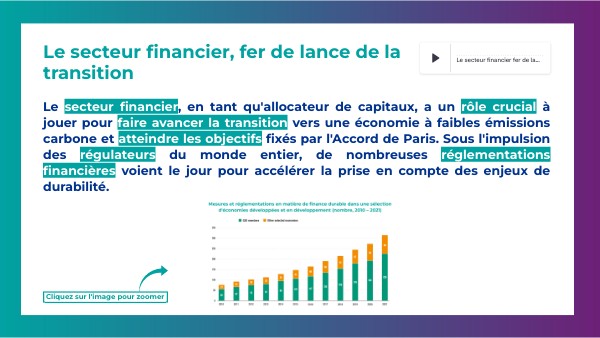 Le secteur financier, fer de lance de la transition