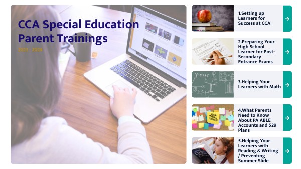 CCA Special Education Parent Trainings 2023 - 2024 | Genially