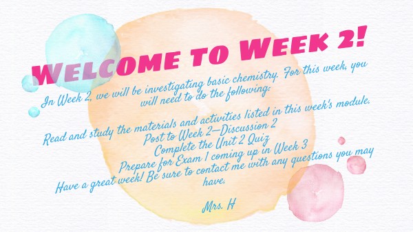 Welcome to Week 2 BIO1100