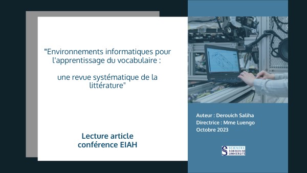 Lecture article conférence EIAH