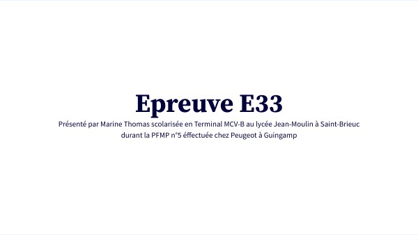 épreuve E33 | Genially