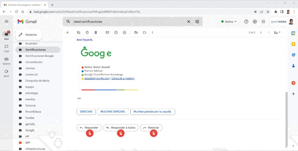 Gmail ED1 - Opciones de respuestas | Genially