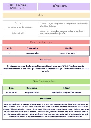 Fiche de séance 5 instruments