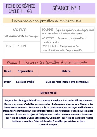 Fiche de séance 1 instruments | Genially