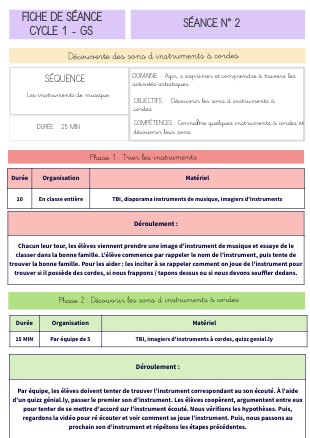 Fiche de séance 2 instruments