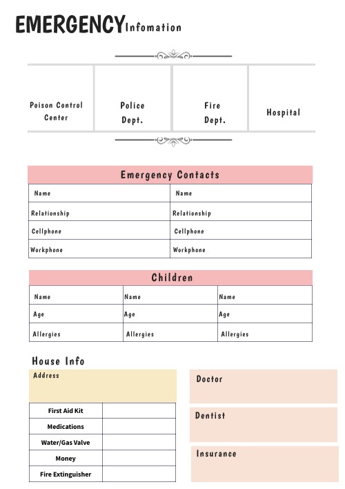 EMERGENCY INFO (home management) | Genially