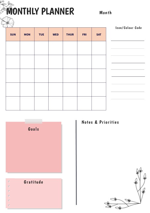 PRODUCTIVITY - monthly planner (home management)