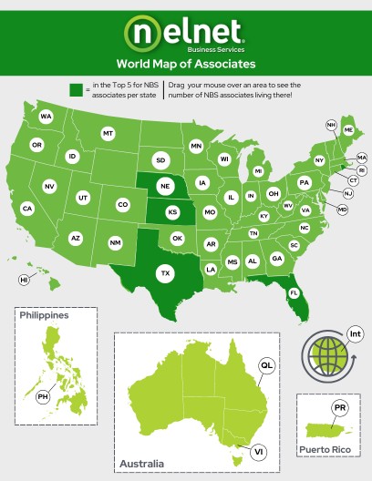 NBS World Map of Employees (Vertical)