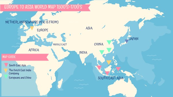 Europe to Asia WORLD MAP 1500's-1700's