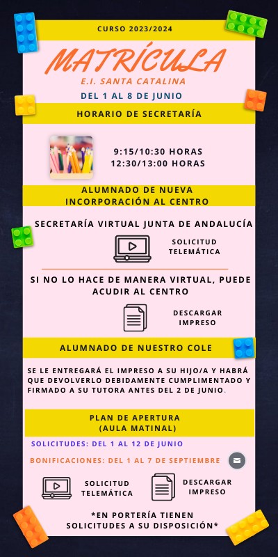 MATRICULACIÓN Y PLAN DE APERTURA 23/24 | Genially