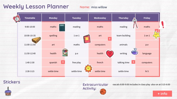 WEEKLY LESSON PLANNER