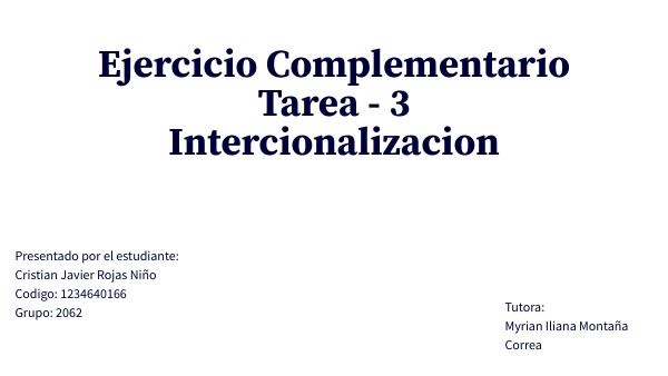 Ejercicio complementario tarea 3 - Intercionalizacion