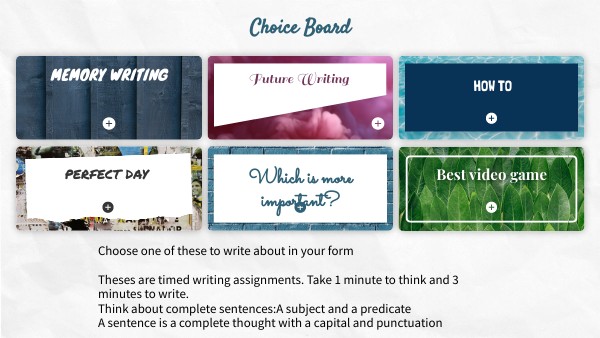 WRITING CHOICE BOARD