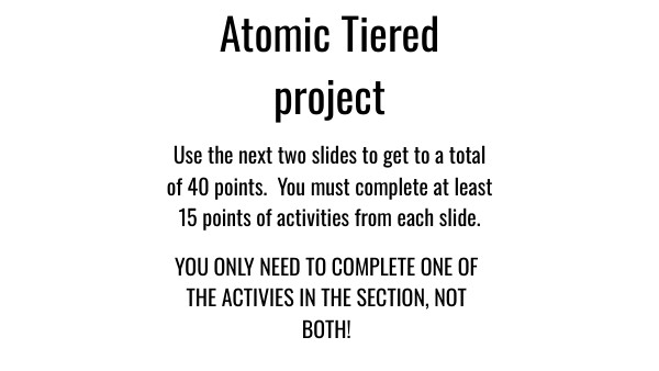 Atomic tiered project | Genially