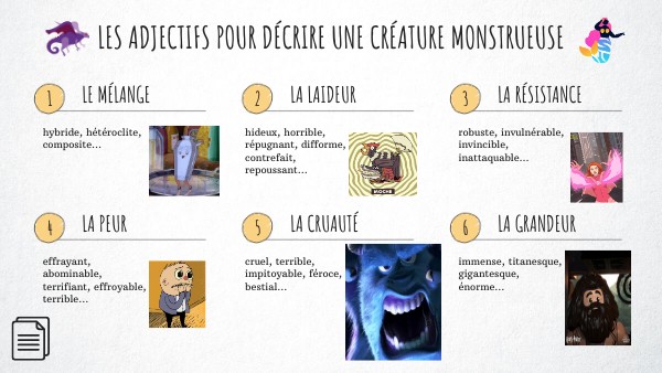 Le lexique du monstre | Genially