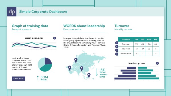 SIMPLE CORPORATE DASHBOARD | Genially
